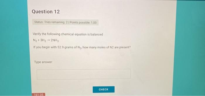 Solved Question 12 Status: Tries remaining: 21 Points | Chegg.com