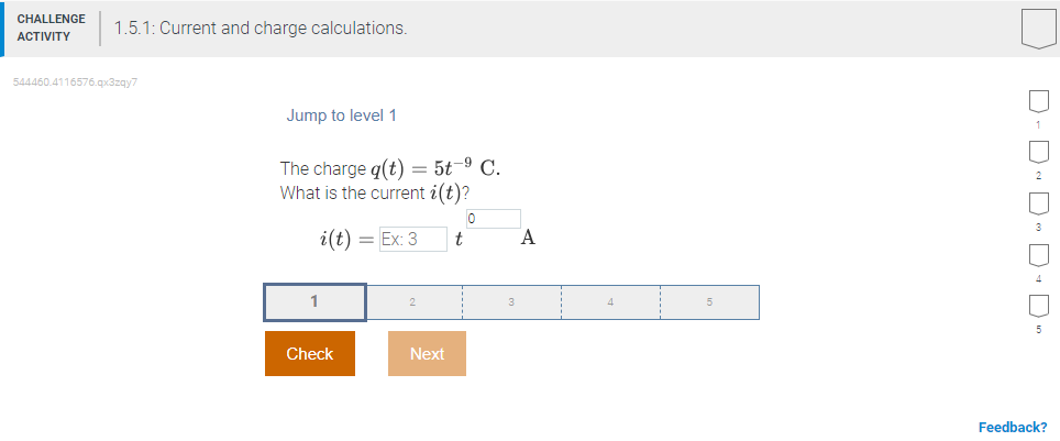 Jump to level 1The charge q(t)=5t-9C.What is the | Chegg.com