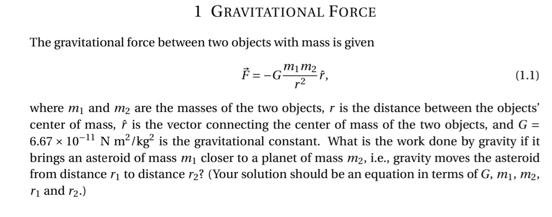 Solved 1 ﻿GRAVITATIONAL FORCEThe gravitational force between | Chegg.com