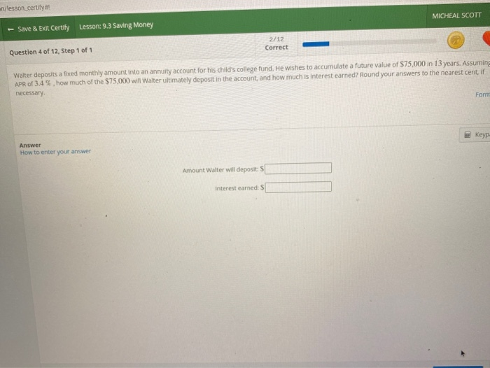 Solved en/lesson certify MICHEAL SCOTT - Save & Exit Certify | Chegg.com