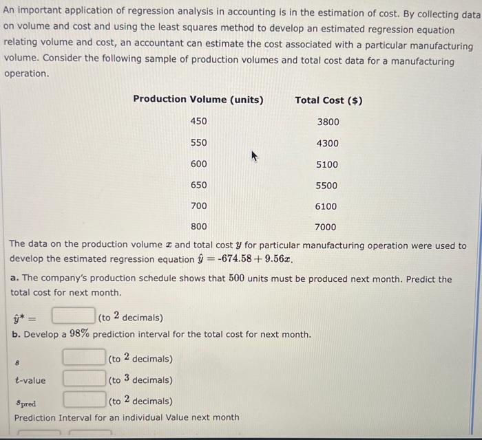 Solved An important application of regression analysis in | Chegg.com
