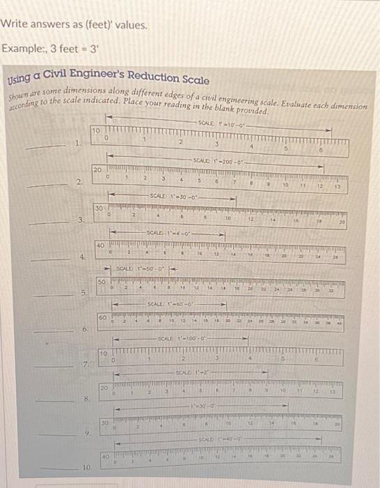Write answers as (feet)' values. Example: 3 feet =3 ' | Chegg.com