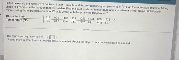 Solved Listed below are the numbers of cricket chirps in 1 | Chegg.com