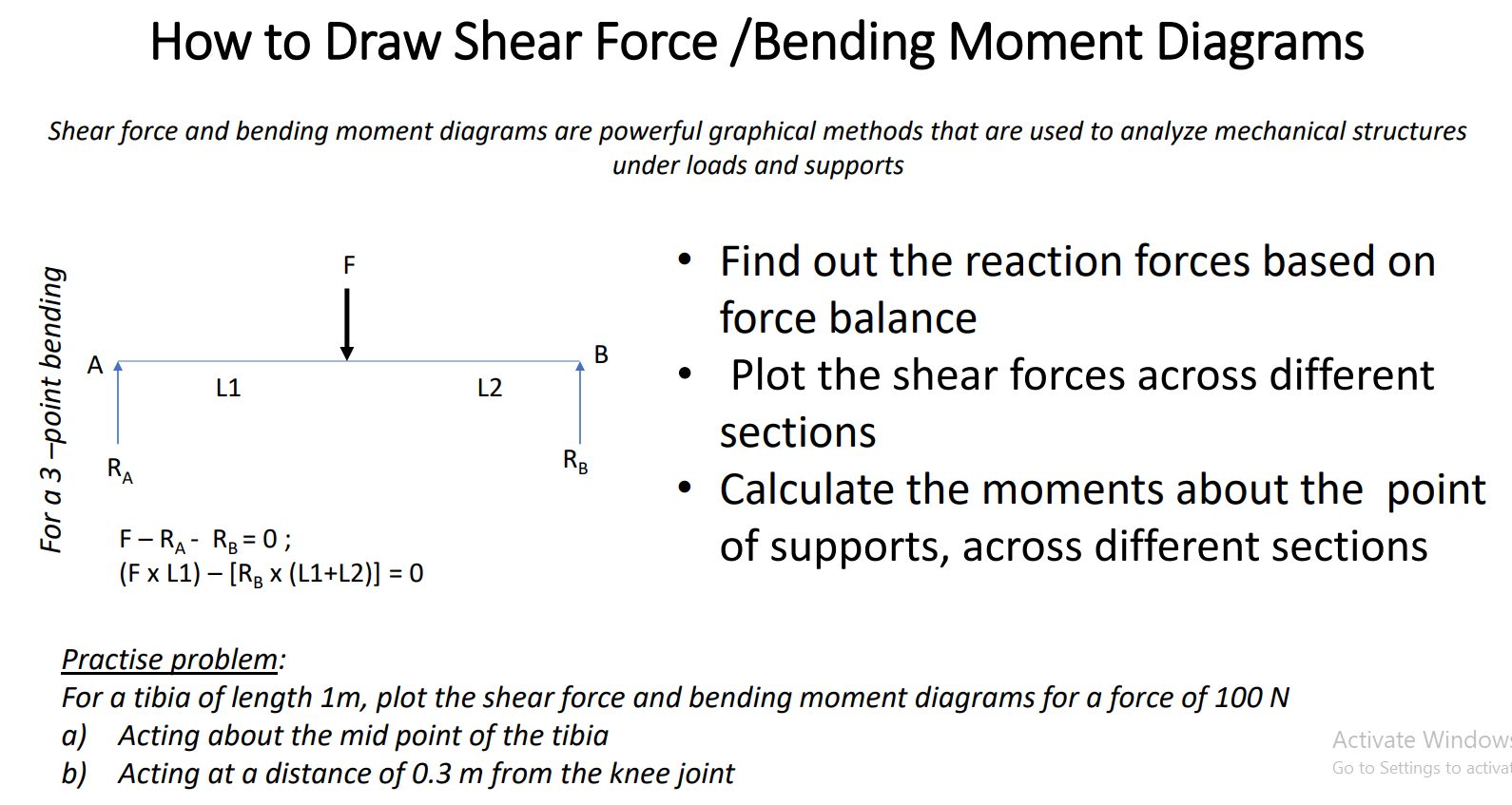 Solved Practise problem: For a tibia of length 1m, ﻿plot the | Chegg.com
