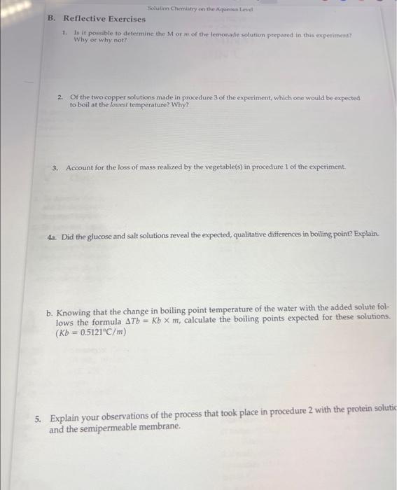 Solved Solution Chemistry on the Aqueous Level B. Reflective | Chegg.com