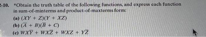 Solved 0. *Obtain the truth table of the following | Chegg.com