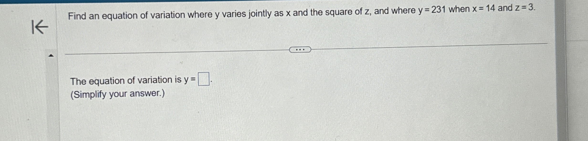 Solved Find an equation of variation where y ﻿varies jointly | Chegg.com