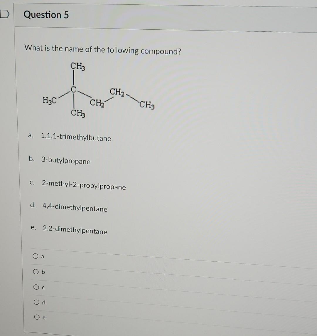 Solved Name the following compound. A) | Chegg.com