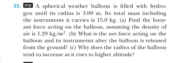 Solved ecp A spherical weather balloon is filled with | Chegg.com