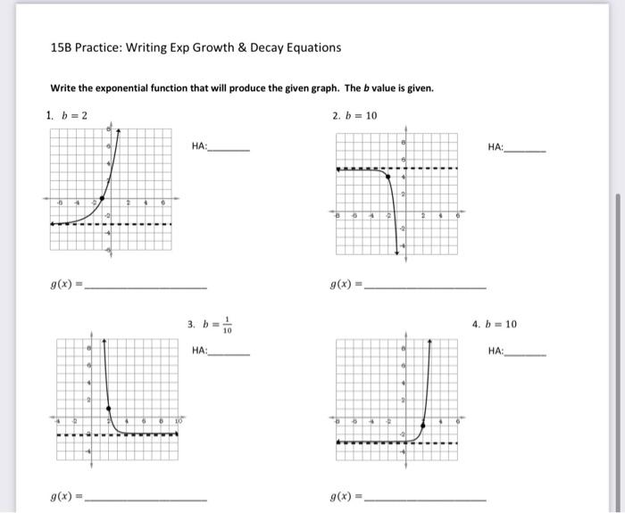 Solved 15B Practice: Writing Exp Growth & Decay Equations | Chegg.com
