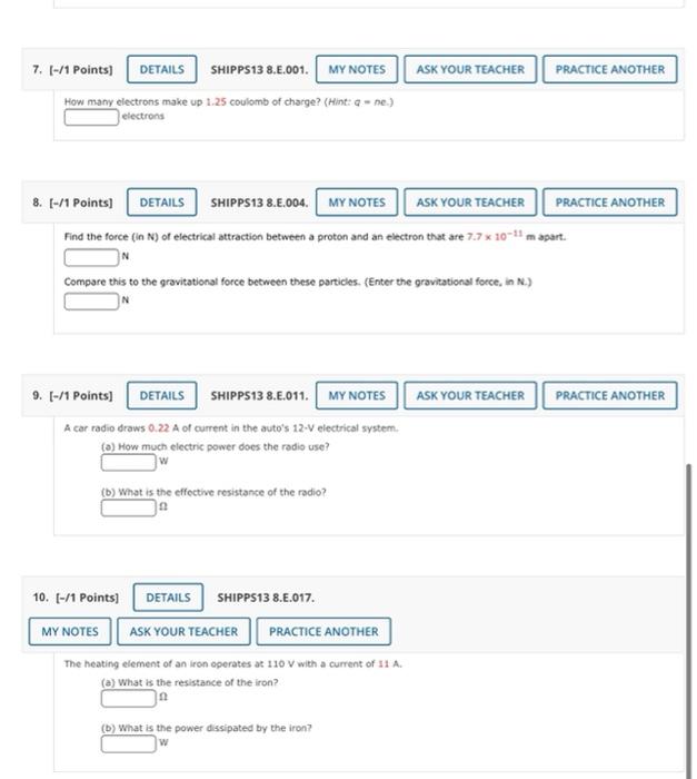 Solved ASK YOUR TEACHER PRACTICE ANOTHER 7. (-/1 Points) | Chegg.com