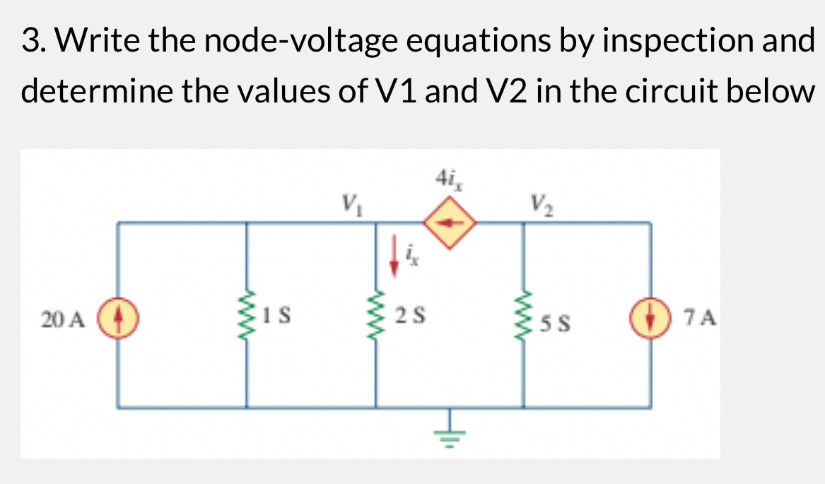 Solved Write the node-voltage equations by inspection and | Chegg.com