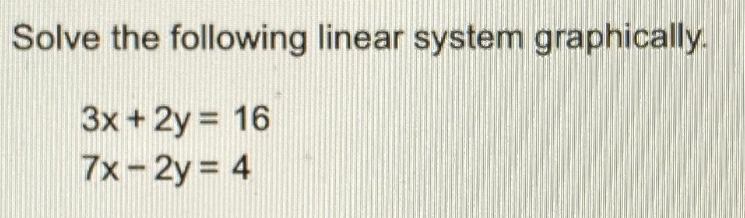 Solved Solve the following linear system | Chegg.com