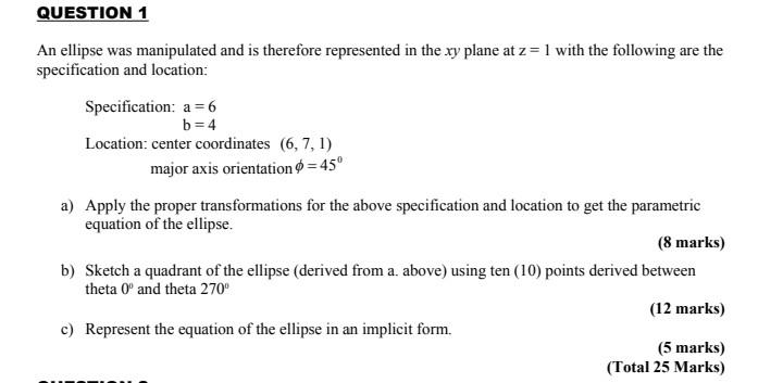 Solved An ellipse was manipulated and is therefore | Chegg.com