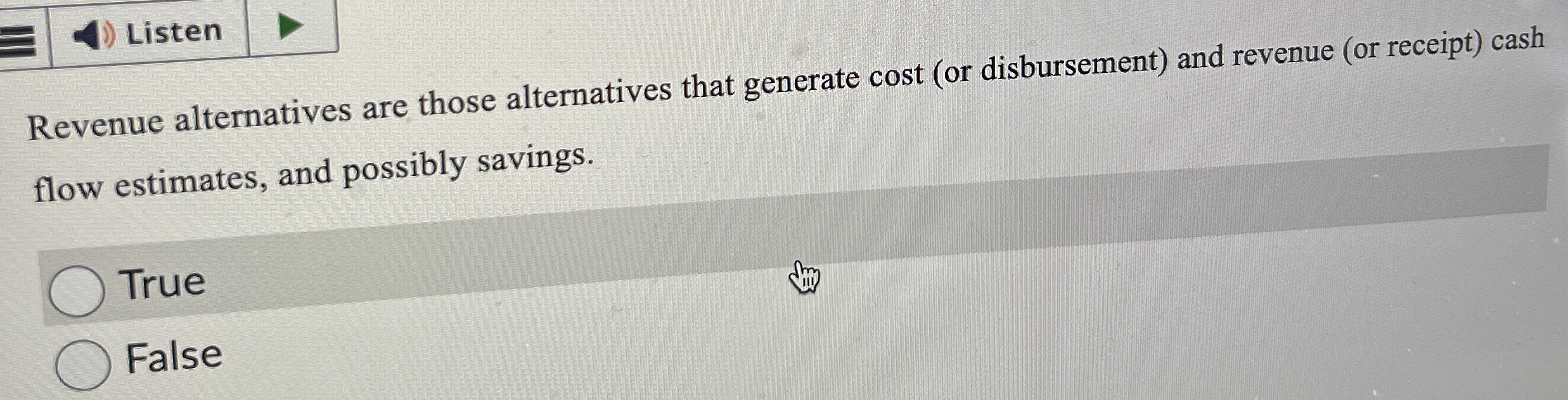 Solved ListenRevenue alternatives are those alternatives | Chegg.com