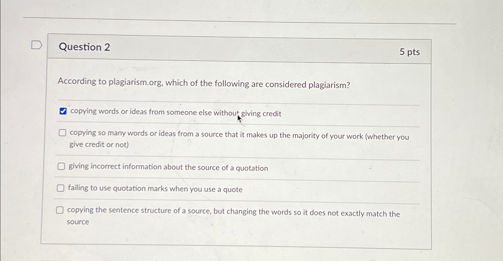 Solved Question 25 ﻿ptsAccording to plagiarism.org, which of | Chegg.com
