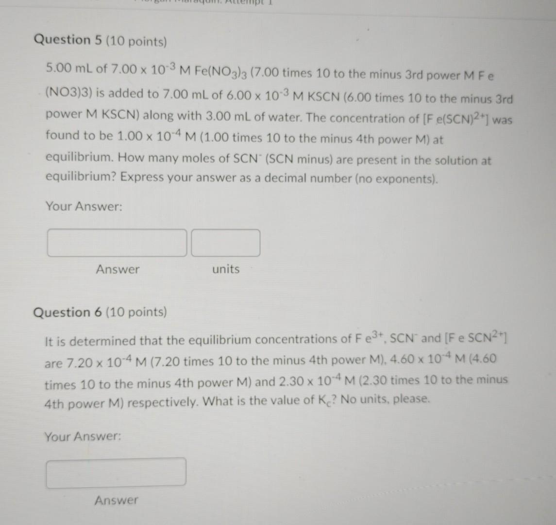 Solved Question 5 (10 points) (NO3)3) is added to 7.00 mL of | Chegg.com