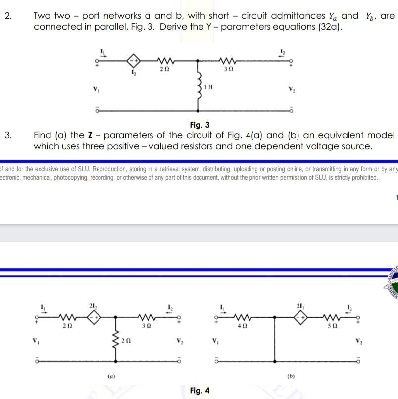 Solved 2. Two two - port networks a and b, with short - | Chegg.com