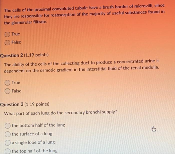 Solved The cells of the proximal convoluted tubule have a | Chegg.com