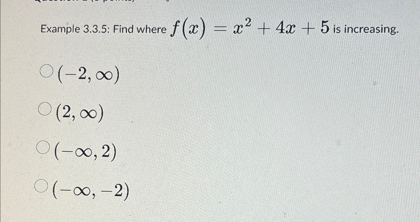 Solved Example 3.3.5: Find where f(x)=x2+4x+5 ﻿is | Chegg.com