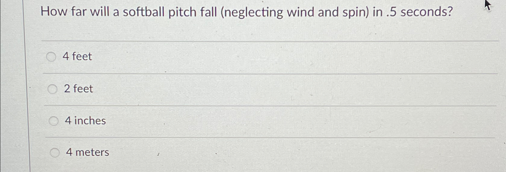Solved How far will a softball pitch fall (neglecting wind | Chegg.com