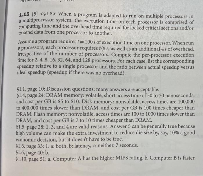 Solved 1.15 [5] When a program is adapted to run on | Chegg.com
