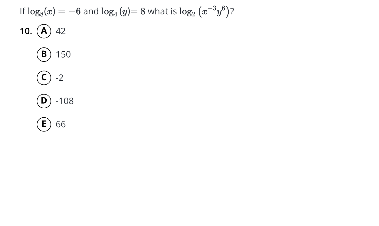 Solved If log8(x)=-6 ﻿and log4(y)=8 ﻿what is | Chegg.com