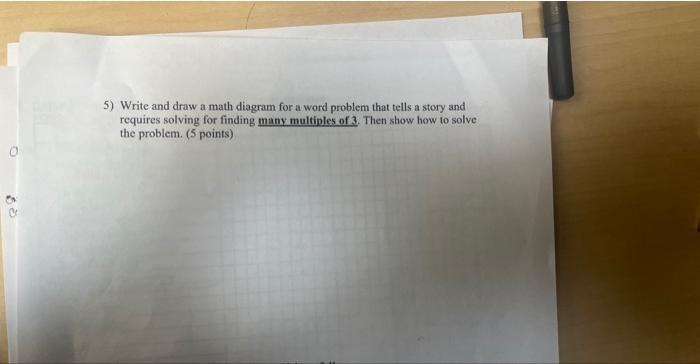 Solved 5) Write and draw a math diagram for a word problem | Chegg.com