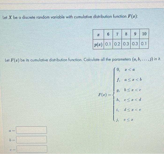 Solved Let X be a discrete random variable with cumulative | Chegg.com