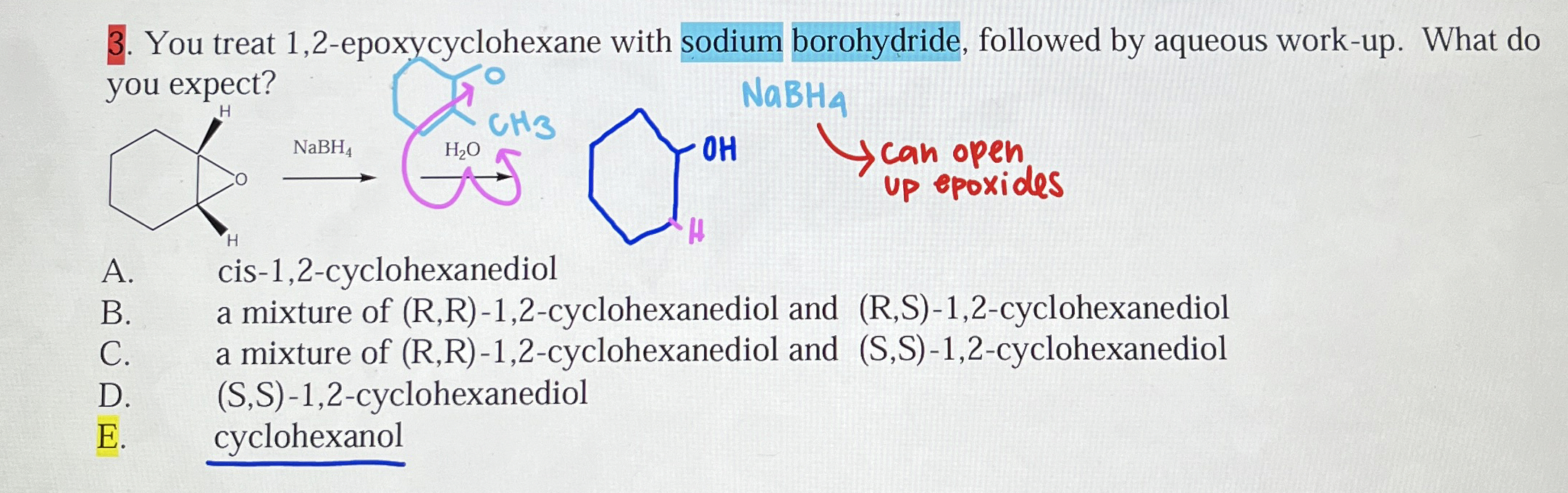 Solved You treat 1,2-epoxycyclohexane with sodium | Chegg.com