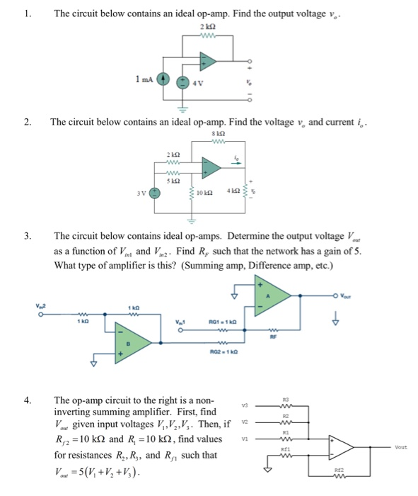 Solved 1. The circuit below contains an ideal op-amp. Find | Chegg.com