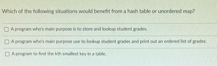 Solved Which of the following situations would benefit from | Chegg.com