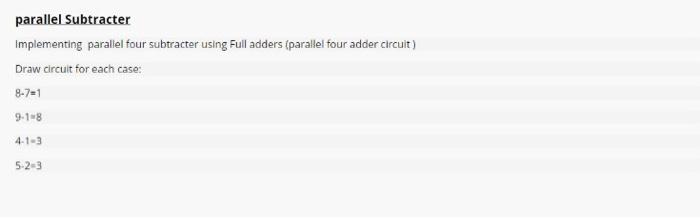 Solved parallel Subtracter Implementing parallel four | Chegg.com