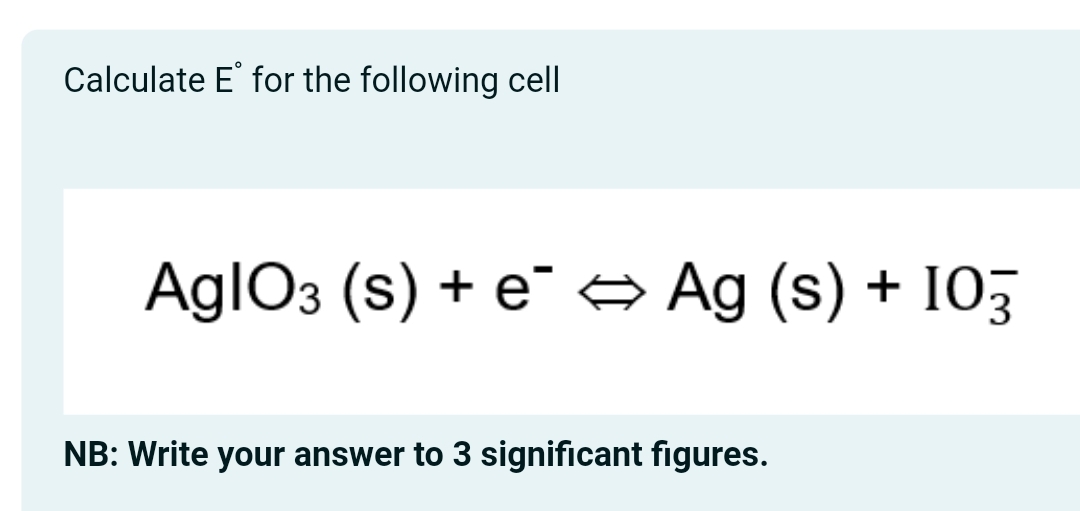 Solved Calculate E° ﻿for the following | Chegg.com