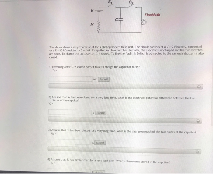 Solved Flashbulb The above shows a simplified circuit for a | Chegg.com