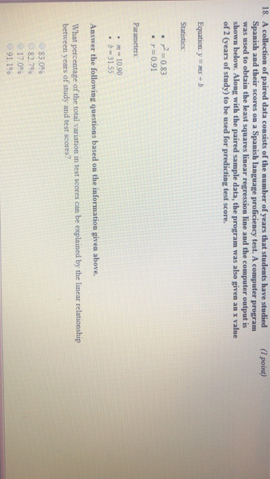 Solved (1 point) Construct a scatterplot and identify the | Chegg.com