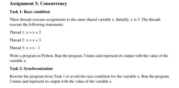 Solved Assignment 3: Concurrency Task 1: Race condition | Chegg.com