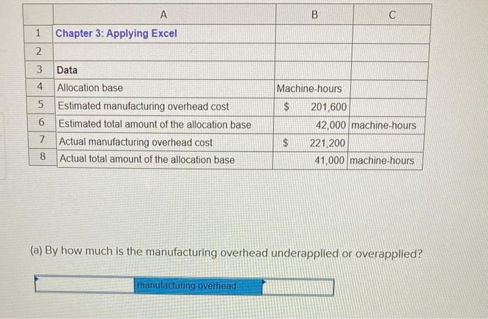 Solved B С A Chapter 3 Applying Excel 1 2 3 4 4 5 Data 