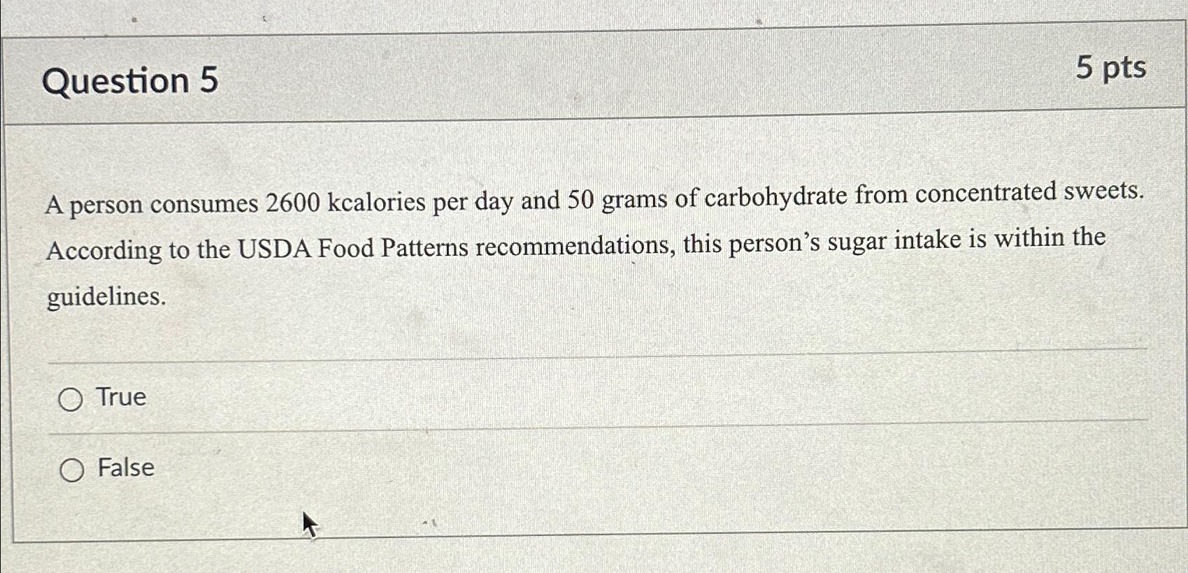 Solved Question 55ptsA person consumes 2600 ﻿kcalories per | Chegg.com