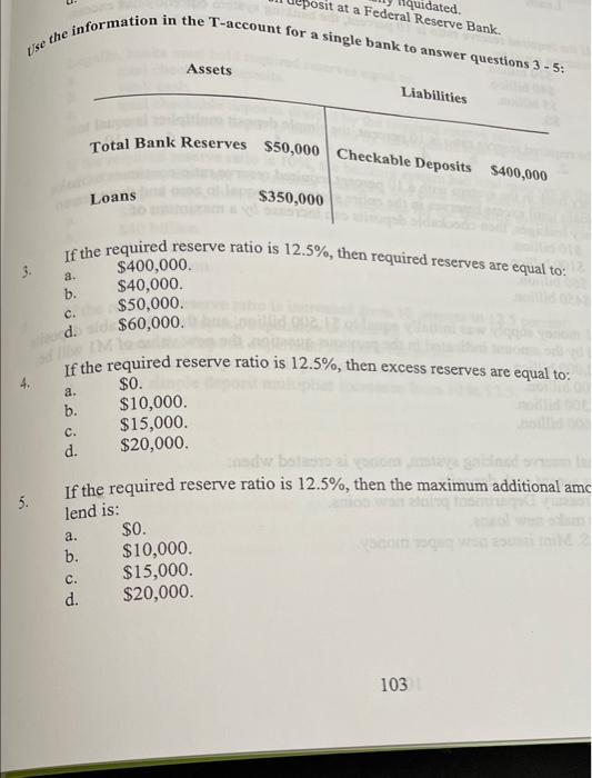 Solved 3) If the required reserve ratio is 12.5%, then | Chegg.com