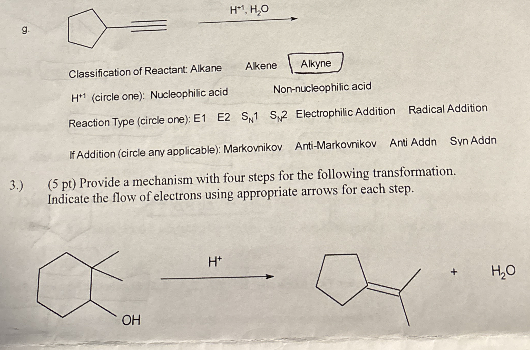 Solved g.Classification of Reactant: | Chegg.com