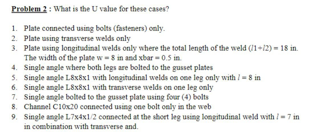 Solved Problem 2 ﻿: What is the U value for these | Chegg.com