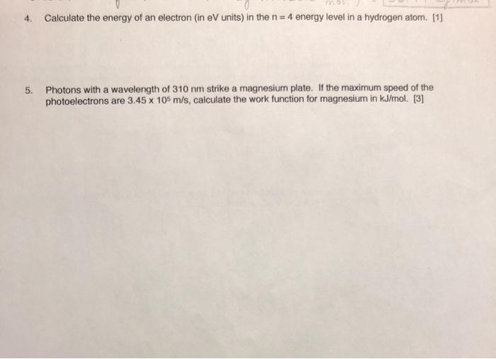 Solved Calculate the energy of an electron (in eV units) in | Chegg.com
