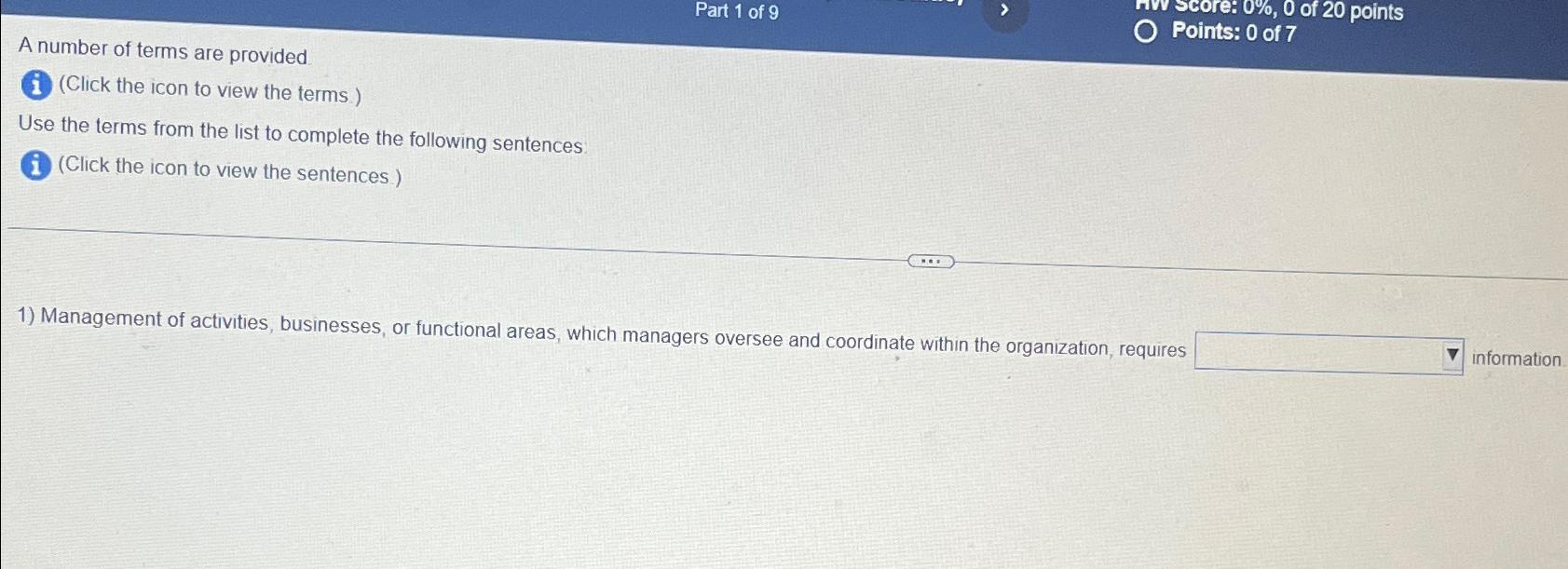Solved Part 1 ﻿of 9Score: 0%,0 ﻿of 20 ﻿pointsA number of | Chegg.com