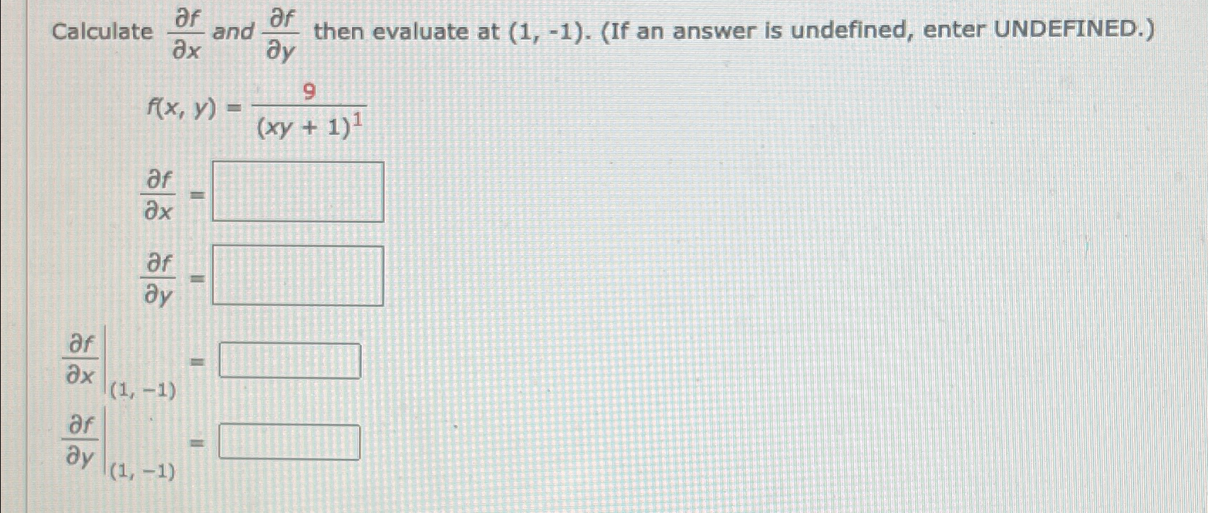 Solved Calculate delfdelx ﻿and delfdely ﻿then evaluate at | Chegg.com