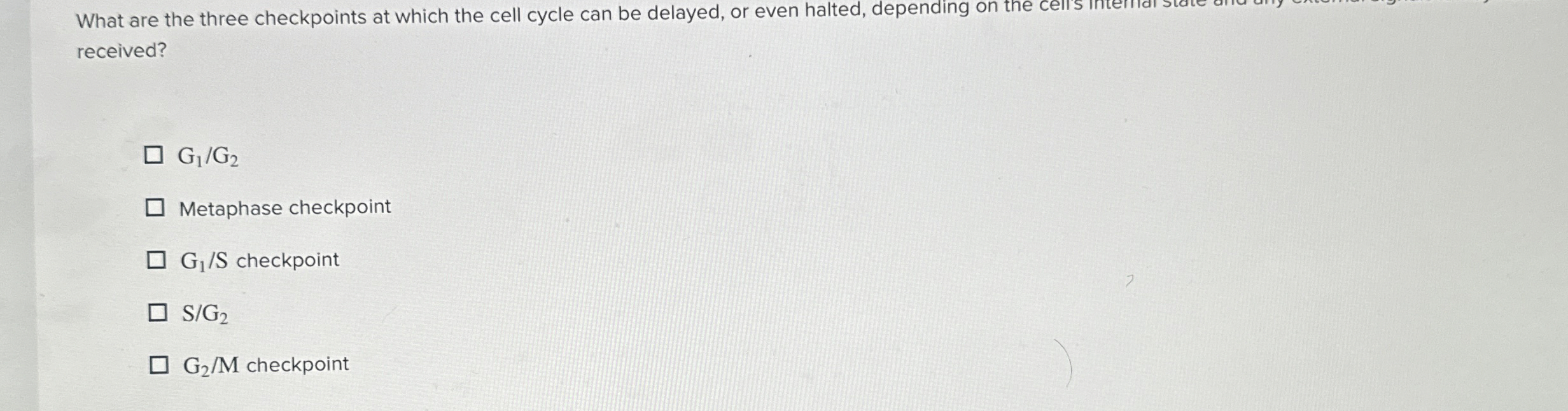 Solved What are the three checkpoints at which the cell | Chegg.com