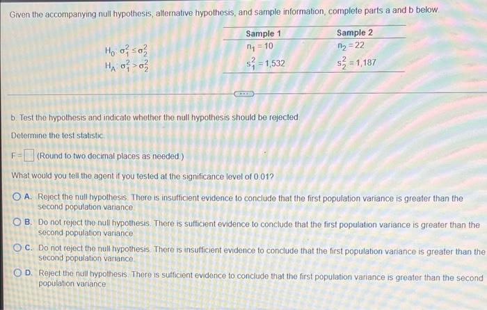 Solved Given the accompanying null hypothesis, alternative | Chegg.com