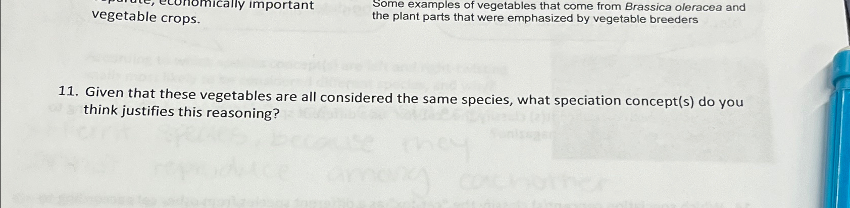 Solved vegetable crops.Some examples of vegetables that come | Chegg.com