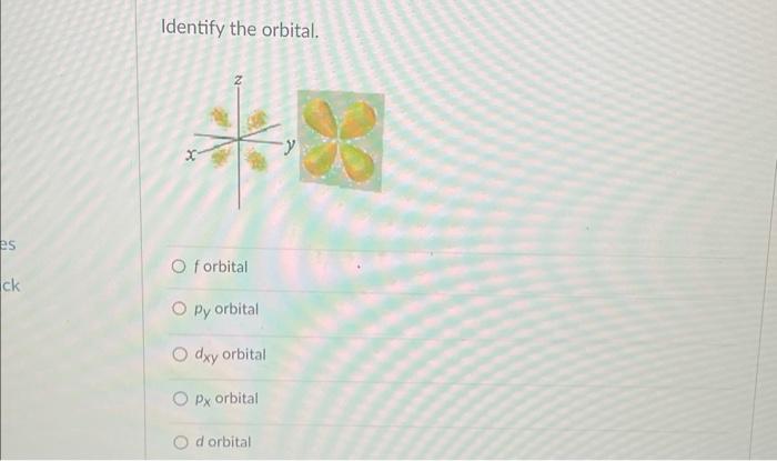 Solved Identify the orbital. forbital py orbital dxy orbital | Chegg.com