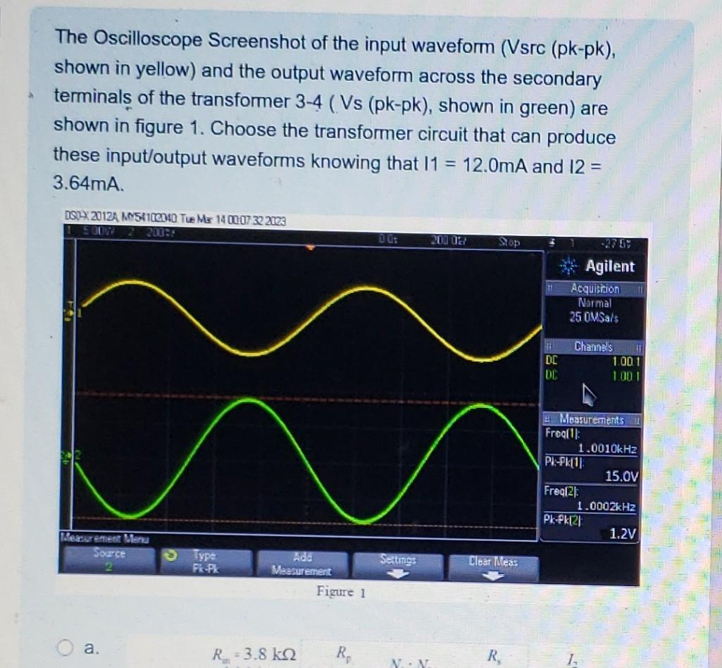 Solved The Oscilloscope Screenshot of the input waveform | Chegg.com